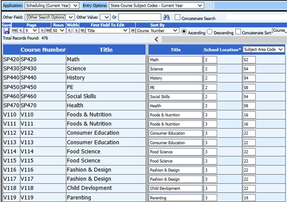 Add State Course Codes Add State Course Codes