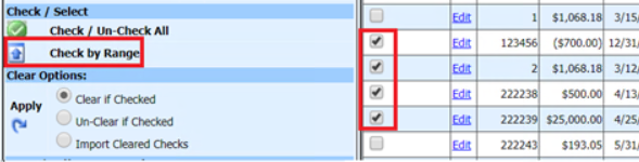 Clearing Checks, Deposits or Journal Entries